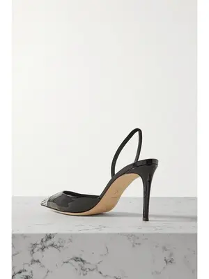 GIUSEPPE ZANOTTI Crystal-embellished Patent-leather Slingback Pumps