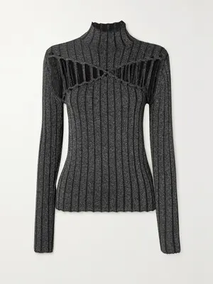 DION LEE Cutout Ribbed-knit Sweater
