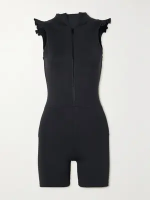 PORT DE BRAS Biker Ruffled Stretch-jersey Playsuit