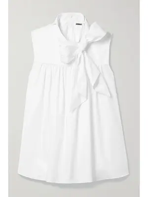 Adam Lippes Bow-embellished Cotton-poplin Top