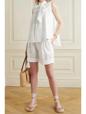Adam Lippes Bow-embellished Cotton-poplin Top