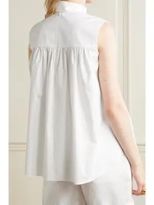 Adam Lippes Bow-embellished Cotton-poplin Top