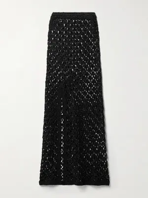 ALIX PINHO Seashell Crocheted Maxi Skirt - Black