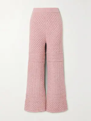 Nanushka Fina Cable-knit Wide-leg Pants