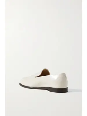 Khaite Alessio Glossed-leather Loafers - Neutrals