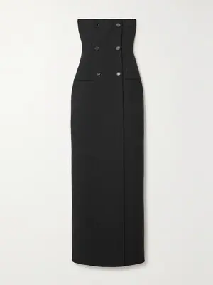 Stella McCartney Net Sustain Strapless Double-breasted Wool Maxi Dress - Black
