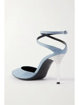 SERGIO ROSSI Area Crystal-embellished Denim Pumps
