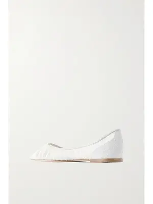 JIMMY CHOO Love Glittered Flats - Neutrals