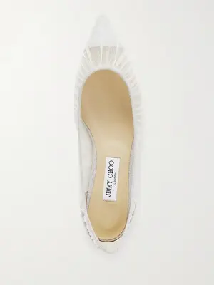 JIMMY CHOO Love Glittered Flats - Neutrals