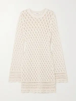 FRAME Net Sustain Crocheted Organic Cotton And Silk-blend Mini Dress - Neutrals