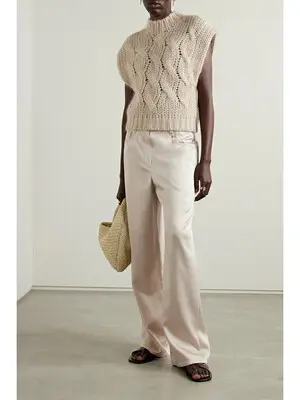 Brunello Cucinelli Duchesse-satin Wide-leg Pants