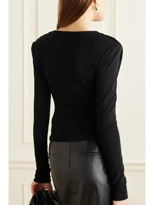 INTERIOR The Carla Draped Jersey Top