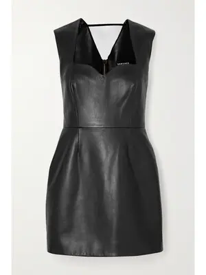Versace Paneled Leather Mini Dress