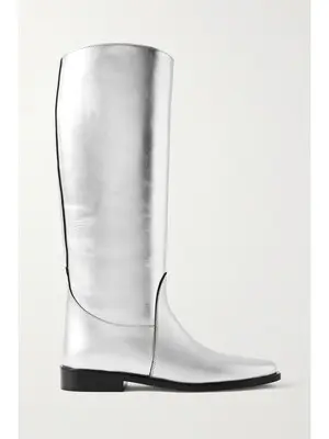 Khaite Wooster Metallic Leather Knee Boots