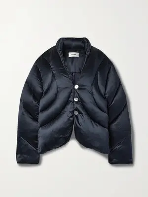 INTERIOR The Mira Quilted Silk-satin Down Jacket