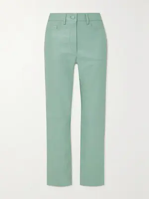 JOSEPH Teddy Cropped Paneled Leather Slim-leg Pants