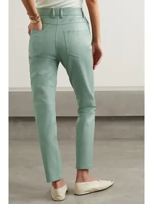 JOSEPH Teddy Cropped Paneled Leather Slim-leg Pants