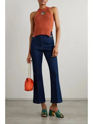 PATOU Cropped High-rise Straight-leg Jeans