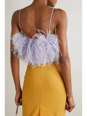 16Arlington Poppy Feather-trimmed Camisole