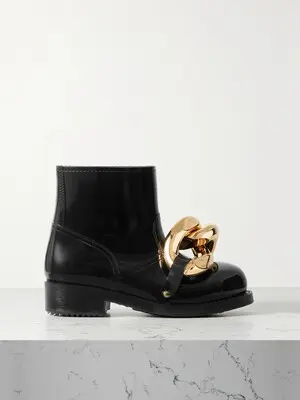 JW Anderson Chain-embellished Glossed-rubber Boots