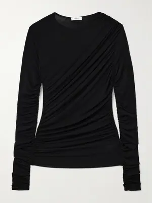 AGOLDE Tania Draped Stretch-tencel™ Lyocell Jersey Top - Black