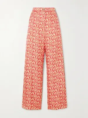 Versace Printed Silk-twill Wide-leg Pants