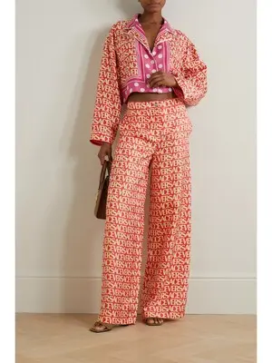 Versace Printed Silk-twill Wide-leg Pants