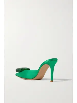 GIANVITO ROSSI 85 Crystal-embellished Satin Mules