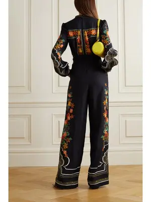Saloni Bryce Printed Crepe Jumpsuit