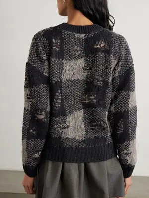 Our Legacy Sonar Distressed Checked Knitted Sweater