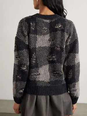 Our Legacy Sonar Distressed Checked Knitted Sweater