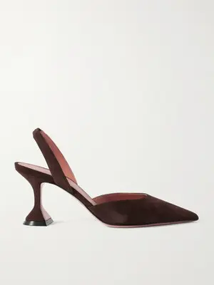 Amina Muaddi Holli Slingback Pumps - Brown