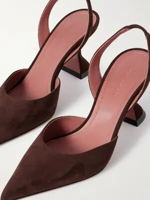 Amina Muaddi Holli Slingback Pumps - Brown