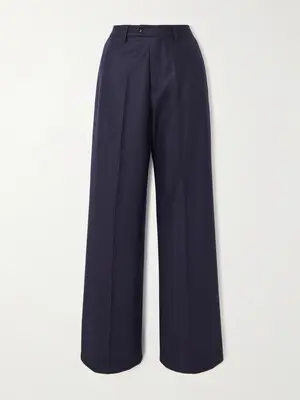 FORTELA Wool Wide Leg Trousers - Blue