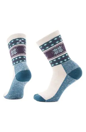 Smartwool Snowflake Dream Merino Wool-blend Crew Socks - Moonbeam