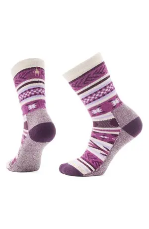 Smartwool Everyday Cabin Games Merino Wool-blend Crew Socks - Meadow Mauve