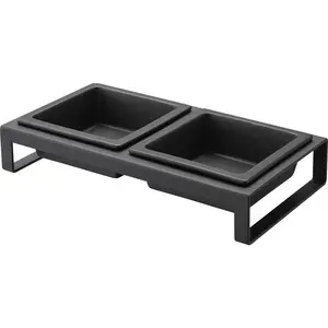 YAMAZAKI Elevated Double Bowl Pet Diner - Black