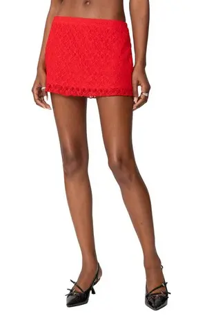 EDIKTED Amara Texture Lace Miniskirt