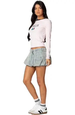 EDIKTED Jodi Denim Miniskirt - Blue-washed