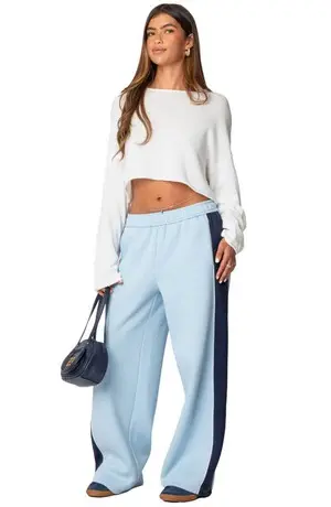 EDIKTED Contrast Stripe Wide Leg Track Pants