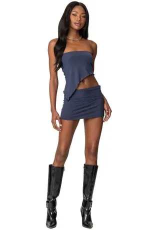 EDIKTED Vivi Mesh Miniskirt - Blue
