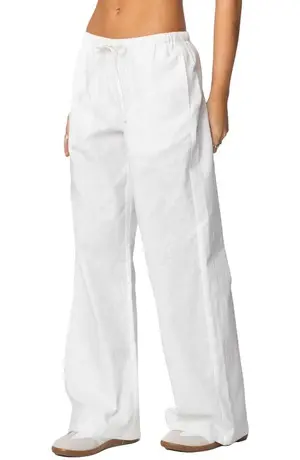 EDIKTED Alexa Low Rise Linen-blend Pants