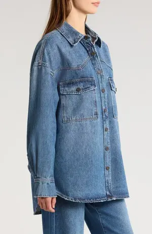 HIDDEN JEANS Oversized Western Denim Shirt