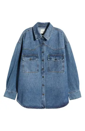 HIDDEN JEANS Oversized Western Denim Shirt