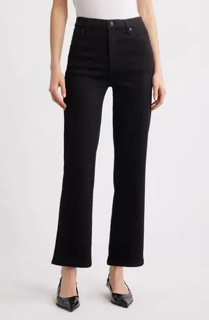 FRAME Le Sleek High-waist Ankle Straight Leg Jeans - Black