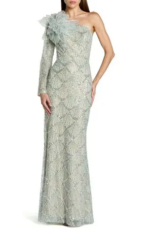 Mac Duggal Faille A-line Midi Dress With 3d Rose