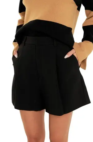 English Factory Pleated Shorts - Black
