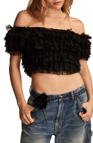 Lucky Brand Layered Mesh Crop Top