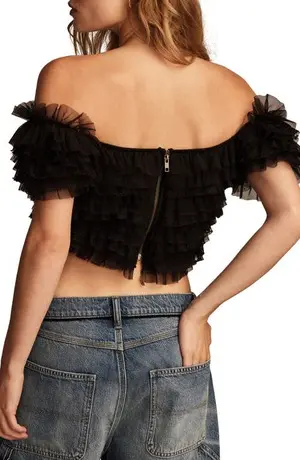 Lucky Brand Layered Mesh Crop Top