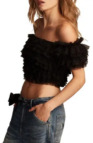 Lucky Brand Layered Mesh Crop Top